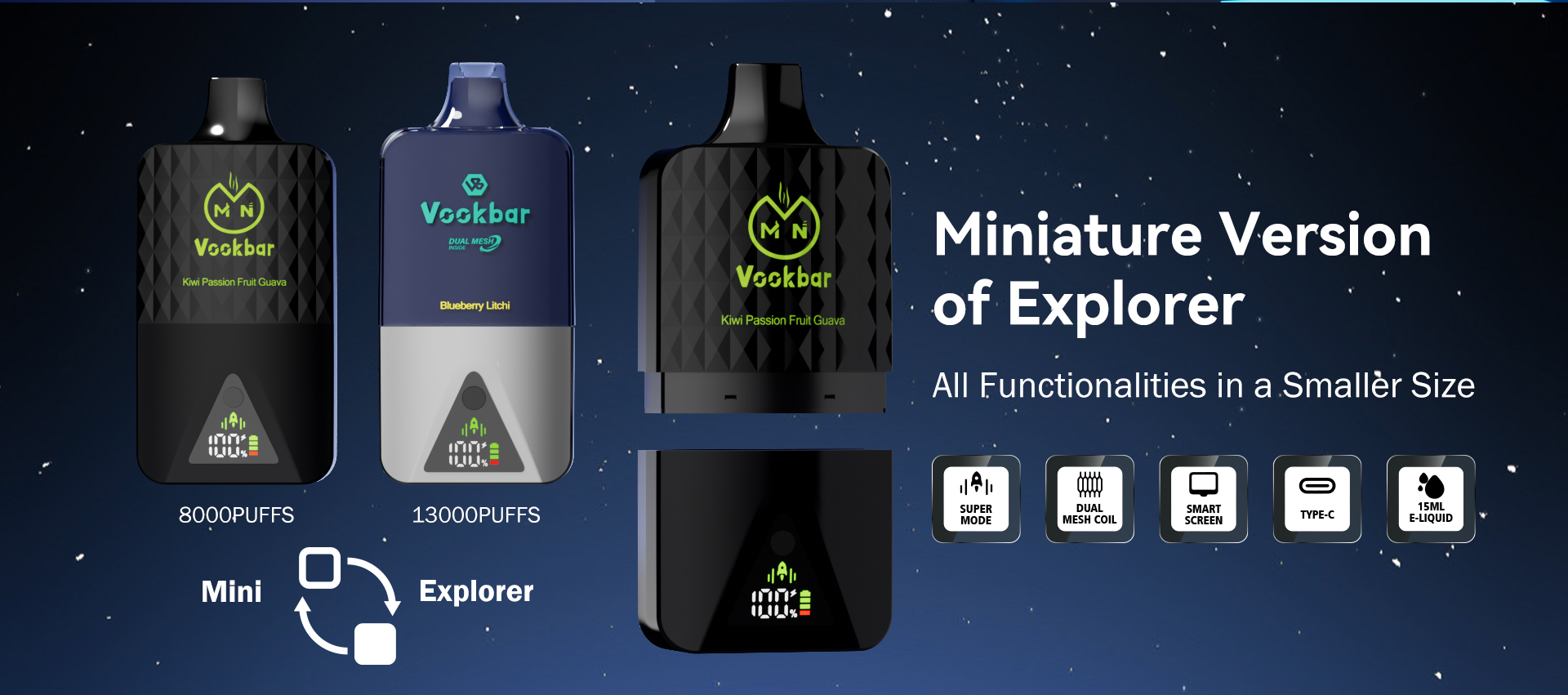 MN Vookbar Mini Launch – 8000 Puffs, Compact Design, 20 Flavors